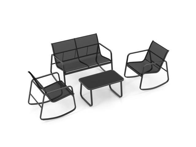 Click here for SlickBlue 4 Piece Patio Rocking Set with Glass-Top... prices