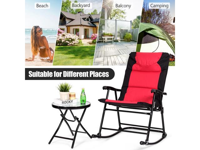 Click here for SlickBlue 3 Pcs Outdoor Folding Rocking Chair Tabl... prices