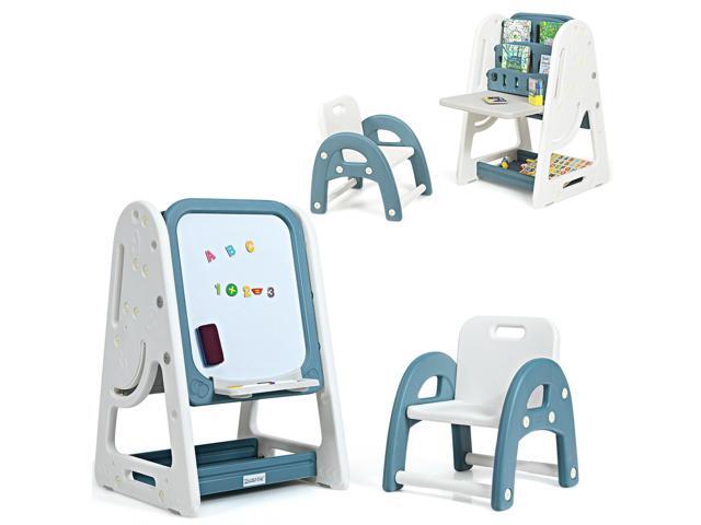 Click here for SlickBlue 2-in-1 Kids Easel Desk Chair Set Book Ra... prices