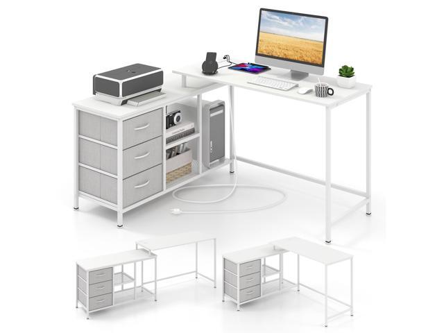 Click here for SlickBlue L-shaped Computer Desk with Power Outlet... prices