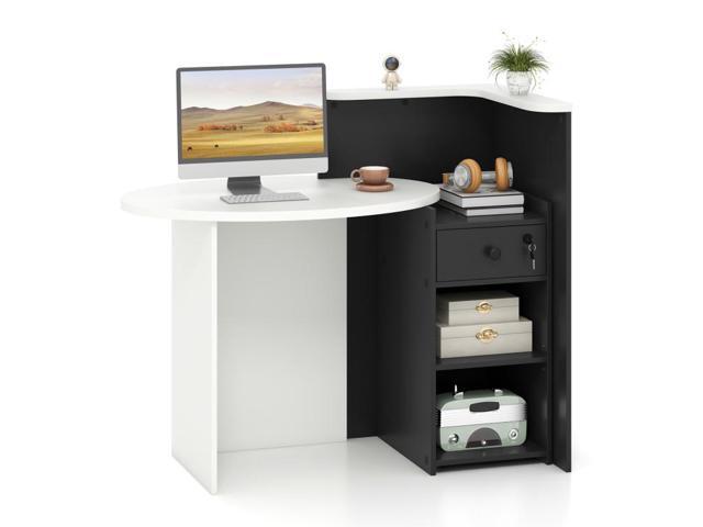 Click here for SlickBlue Front Reception Office Desk with Open Sh... prices