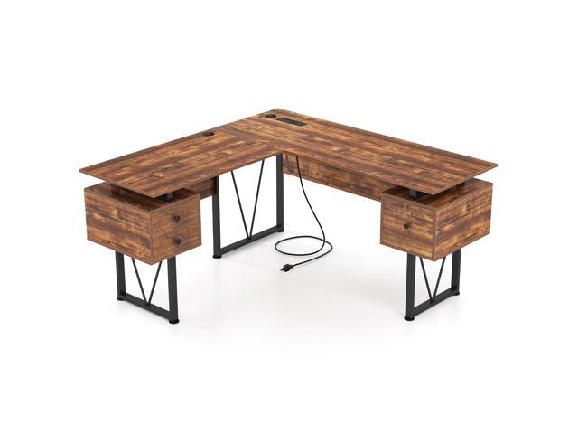 Click here for SlickBlue L-shaped Computer Desk with Power Outlet... prices