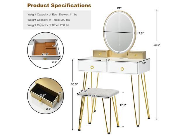 Click here for SlickBlue Vanity Table Set with 3-Color Lighted Di... prices