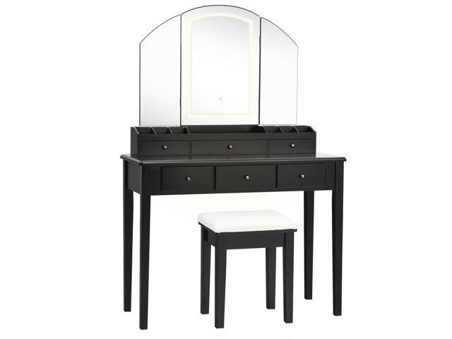 Click here for SlickBlue Vanity Table Stool Set with Large Tri-fo... prices