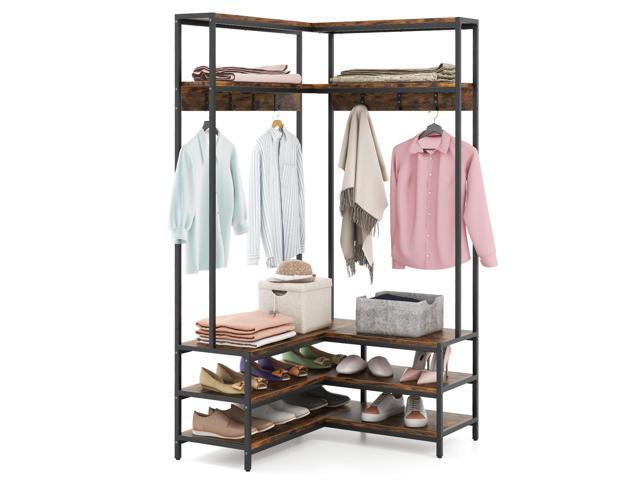 Click here for SlickBlue Corner Garment Rack with Open Shelves an... prices