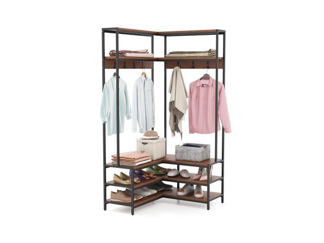 Click here for SlickBlue Corner Garment Rack with Open Shelves an... prices