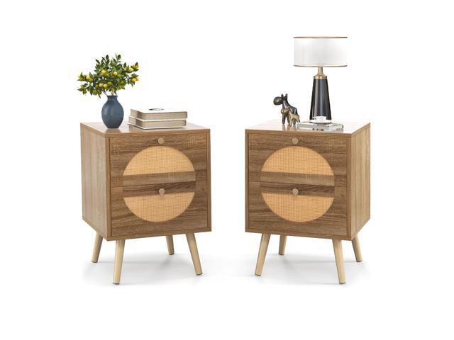 Click here for SlickBlue Set of 2 Rattan Nightstand with 2 Drawer... prices