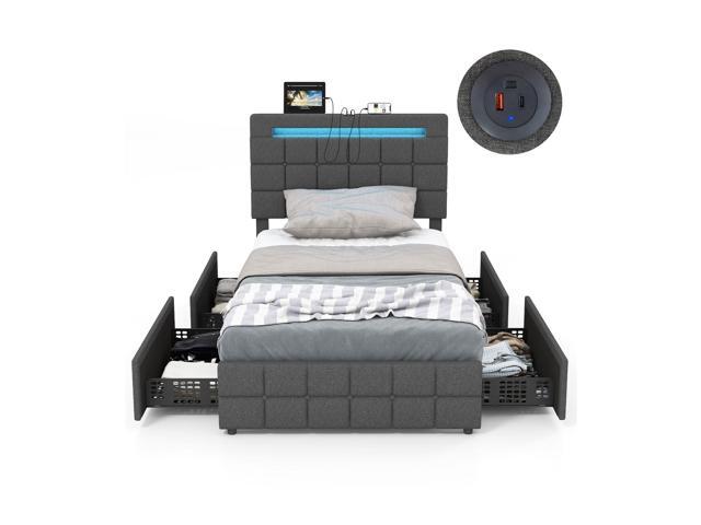 Click here for SlickBlue Upholstered LED Bed Frame with Headboard... prices