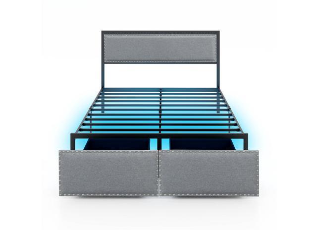 Click here for SlickBlue Bed Frame with LED Lights Drawer and Met... prices