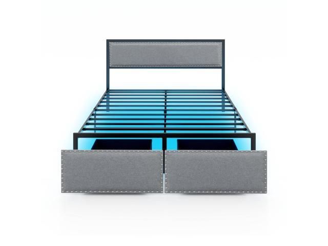 Click here for SlickBlue Bed Frame with LED Lights Drawer and Met... prices