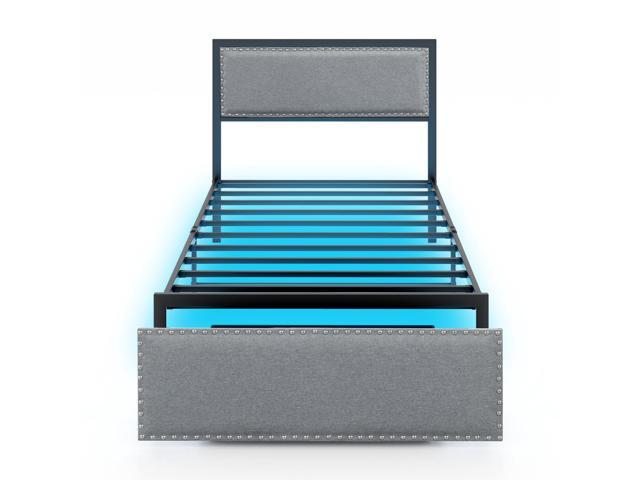Click here for SlickBlue Bed Frame with LED Lights Drawer and Met... prices