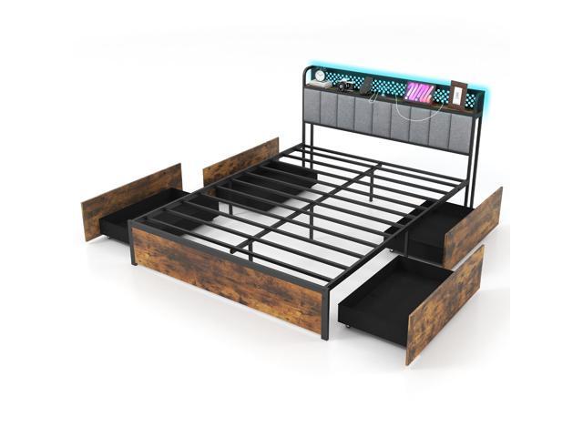 Click here for SlickBlue Bed Frame with LED Lights Upholstered He... prices
