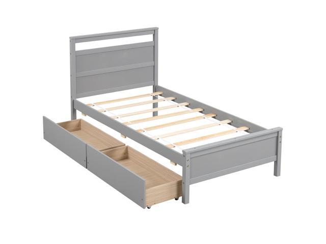 Click here for SlickBlue Twin Size Wooden Bed Frame with 2 Drawer... prices