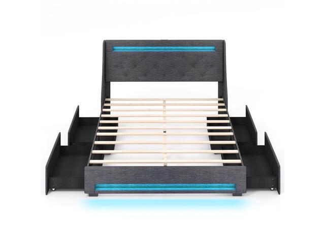 Click here for SlickBlue Full Size Bed Frame with LED Lights Wing... prices