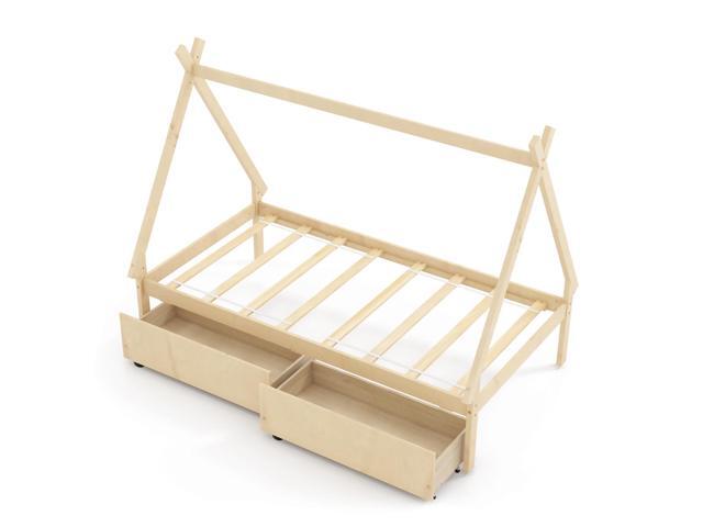 Click here for SlickBlue Twin Size Wooden Tent Platform House Bed... prices