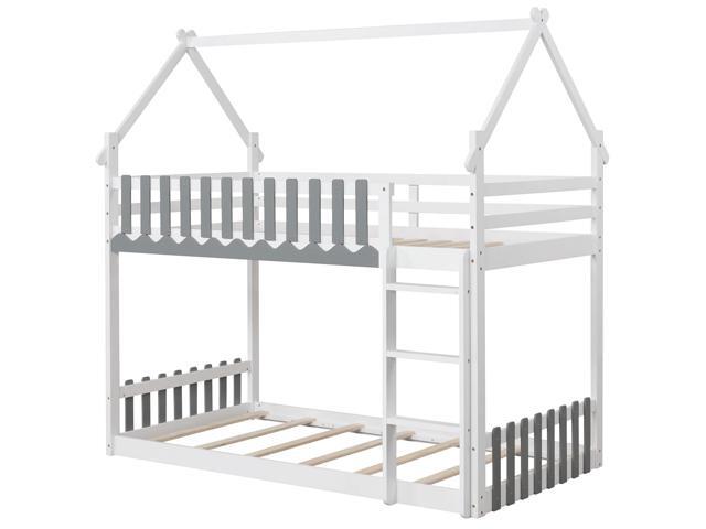 Click here for SlickBlue Twin Over Twin Bunk Bed with Fence and L... prices