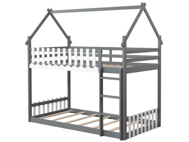 Click here for SlickBlue Twin Over Twin Bunk Bed with Fence and L... prices