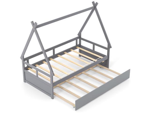 Click here for SlickBlue Twin Size House Bed with Trundle and Saf... prices