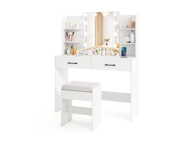Click here for SlickBlue Vanity Set with Lighted Mirror and Stool... prices