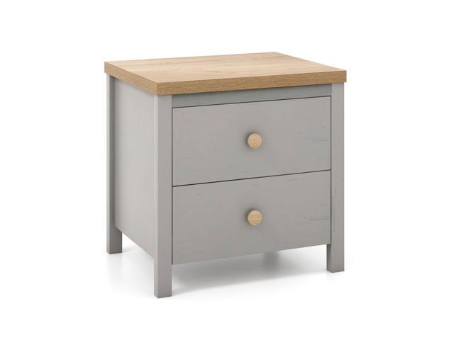 Click here for SlickBlue 2-Drawer Nightstand with Rubber Wood Leg... prices