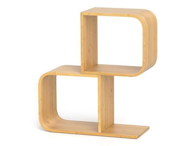 Click here for SlickBlue 2-Tier S-Shaped Bamboo Bookcase with 2 O... prices