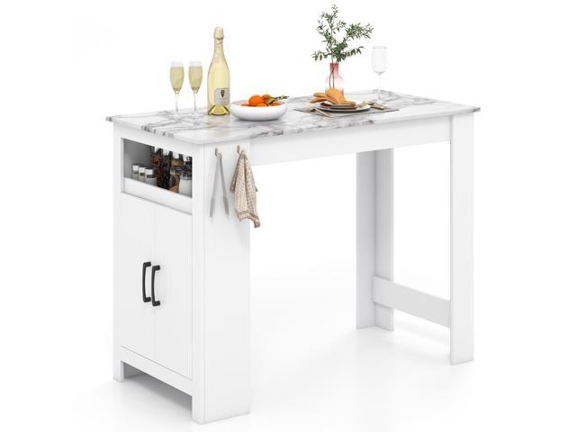 Click here for SlickBlue Bar Table Faux Marble Pub Table with 7 H... prices
