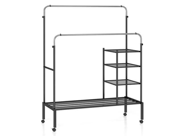 Click here for SlickBlue Rolling Double Rods Garment Rack with He... prices