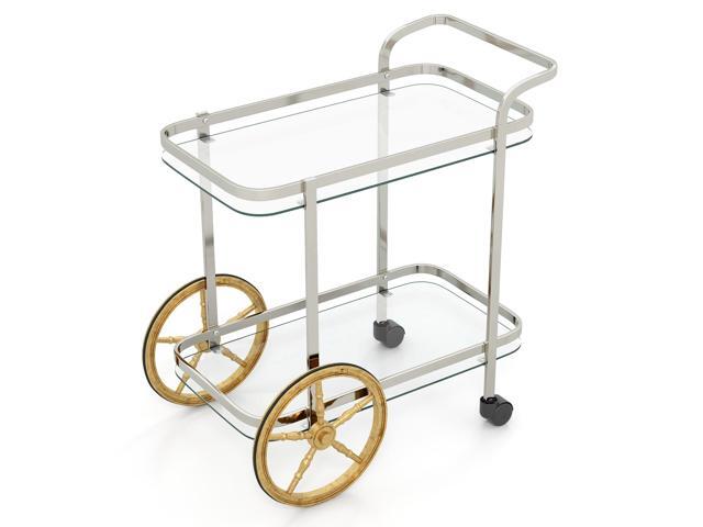 Click here for SlickBlue 2-Tier Tempered Glass Bar Cart with 2 La... prices