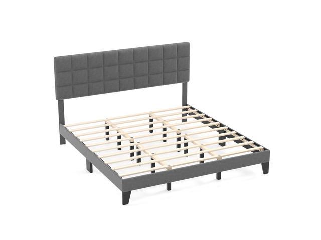 Click here for SlickBlue King Size Modern Linen Bed Frame with Ad... prices