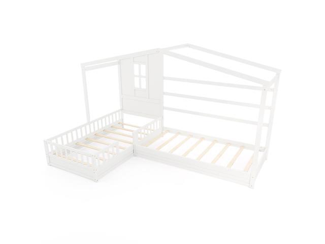 Click here for SlickBlue L-shaped Double Twin Beds House Platform... prices
