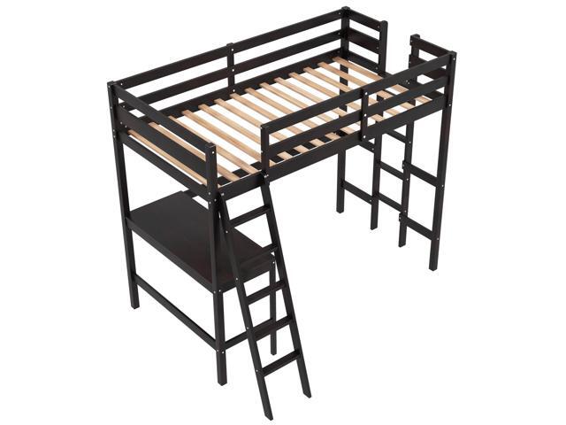 Click here for SlickBlue Twin Size Loft Bed Frame with Desk Angle... prices