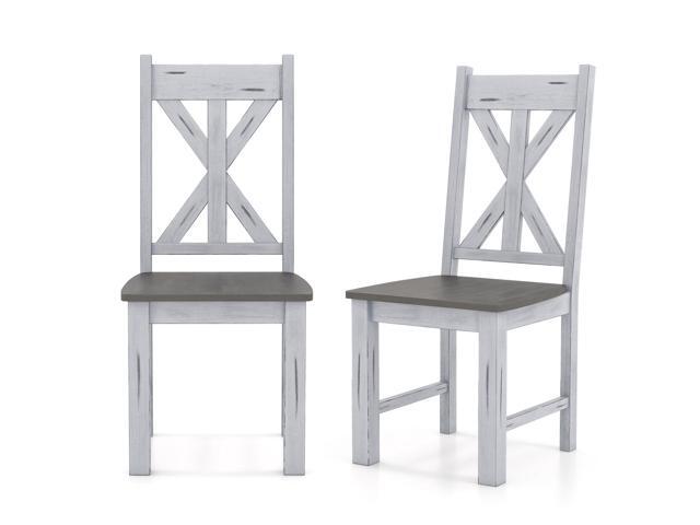 Click here for SlickBlue Farmhouse Chair Set of 2 with Rubber Woo... prices