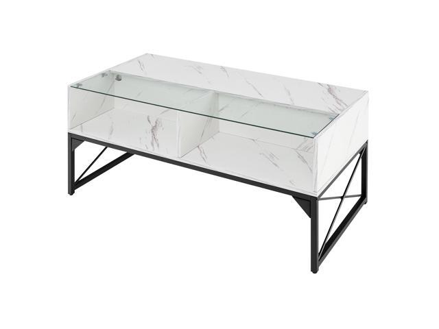 Click here for SlickBlue Center Table with Faux Marble and Temper... prices