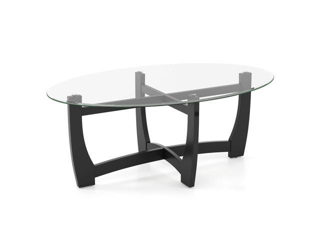 Click here for SlickBlue Oval Coffee Table with Tempered Glass Ta... prices