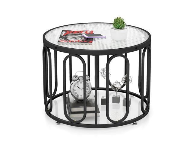 Click here for SlickBlue 24 Inch Round Coffee Table with Reeded T... prices