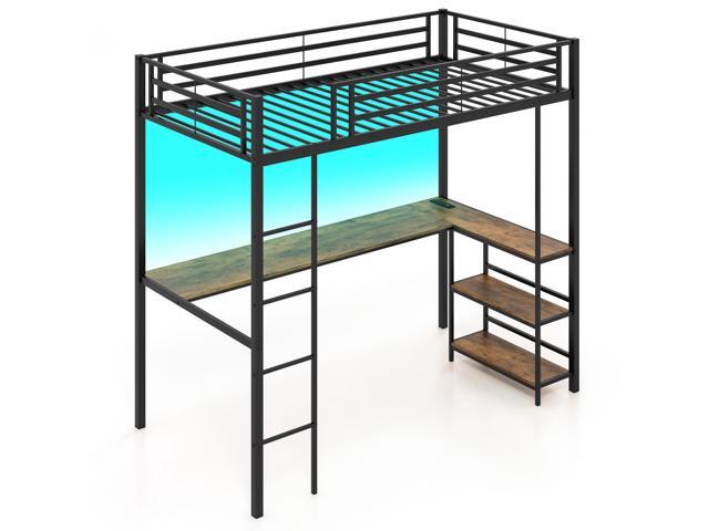 Click here for SlickBlue Twin Size Loft Bed Raised Platform Bed w... prices