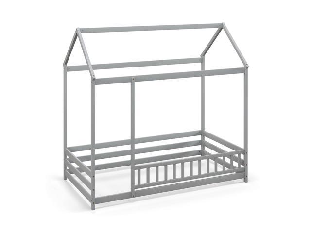 Click here for SlickBlue Twin Size Kids House Bed Wooden Floor Be... prices