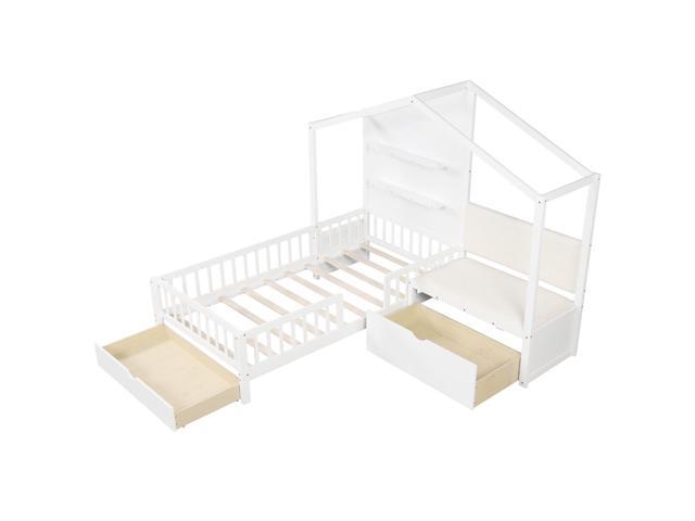 Click here for SlickBlue House Bed Kids Platform Bed with Padded... prices