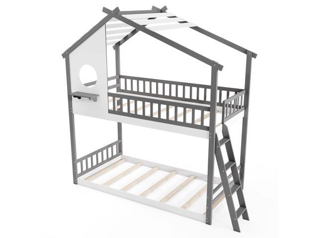 Click here for SlickBlue House Bunk Bed with Roof and Guardrails... prices