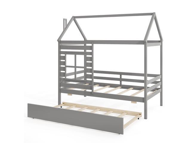 Click here for SlickBlue Wooden Platform House Bed with Trundle a... prices