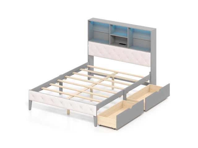 Click here for SlickBlue Frame with Bookcase Headboard and LED Li... prices