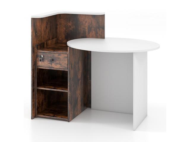 Click here for SlickBlue Front Reception Office Desk with Open Sh... prices