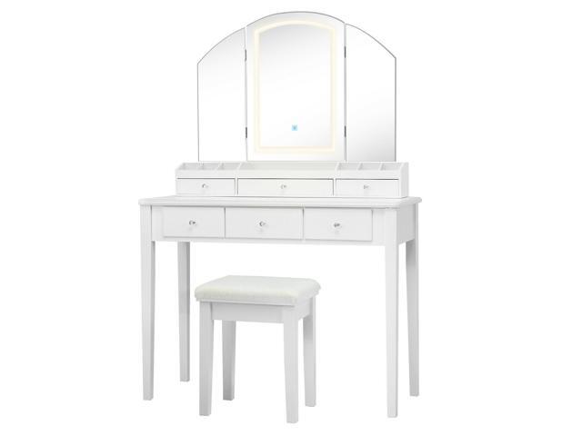Click here for SlickBlue Vanity Table Stool Set with Large Tri-fo... prices