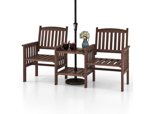 Click here for SlickBlue Outdoor Fir Wood Loveseat with 2-Tier Si... prices