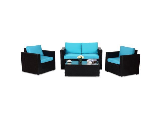 Click here for SlickBlue 4PC Rattan Patio Furniture Set Outdoor W... prices