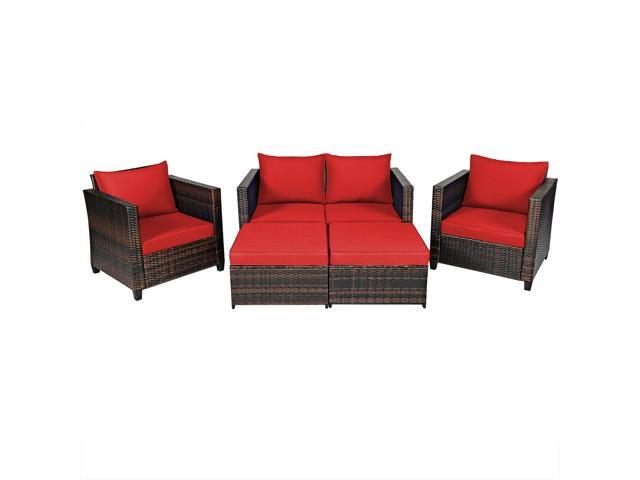 Click here for SlickBlue 5 Pieces Patio Cushioned Rattan Furnitur... prices