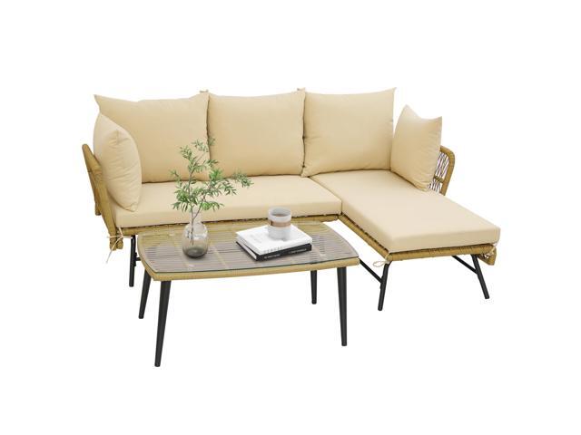 Click here for SlickBlue 3 Pieces L-Shaped Patio Sofa with Cushio... prices