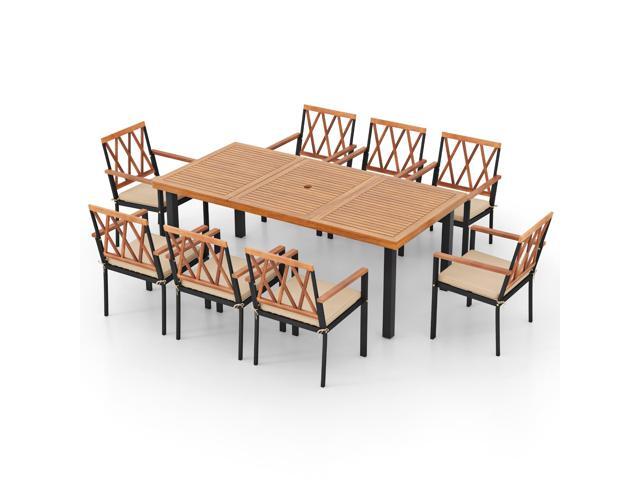 Click here for SlickBlue 9 Pieces Patio Dining Set 39.5 Inch Acac... prices