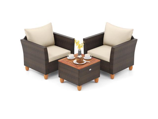 Click here for SlickBlue 3 Pieces Patio PE Wicker Furniture Set w... prices