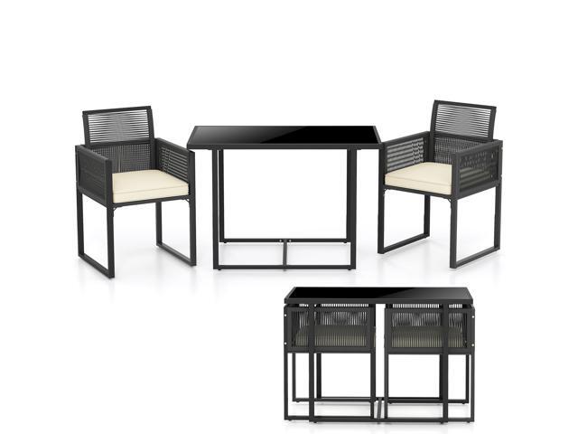 Click here for SlickBlue 3 Pieces Patio Tempered Glass Top Table... prices